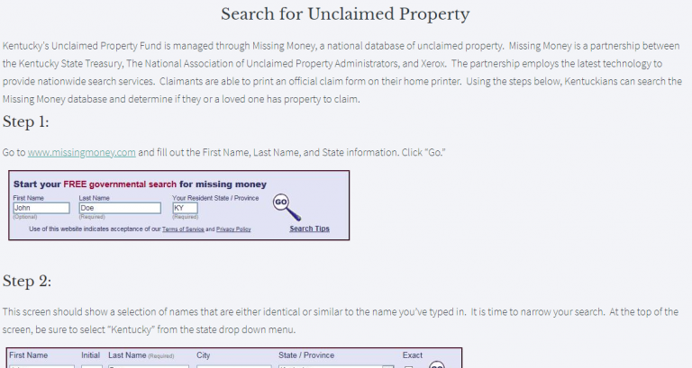 Find Any Kentucky Unclaimed Property 2022 Guide